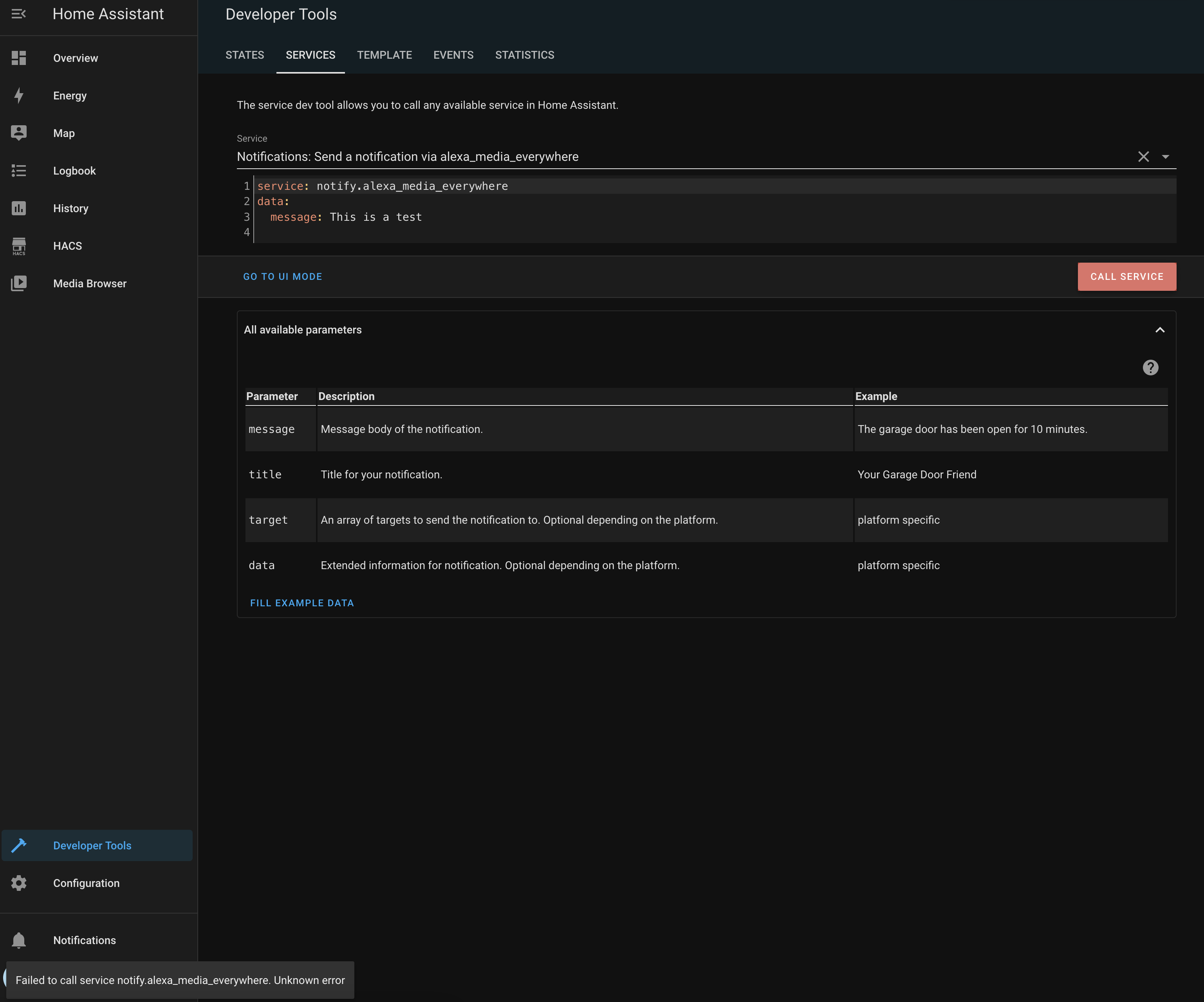Announce / Notify service not working · Issue #1460 · alandtse/alexa_media_player · GitHub